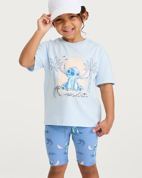 Disney Lilo & Stitch T-Shirt and Shorts Set in Blue - Tesco Groceries