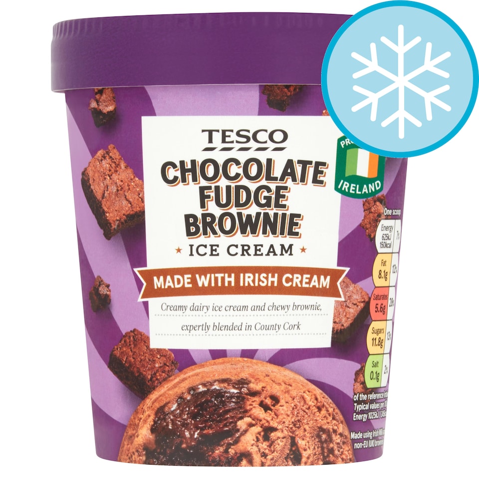 Tesco Chocolate Fudge Brownie Ice Cream 500Ml - Tesco Groceries