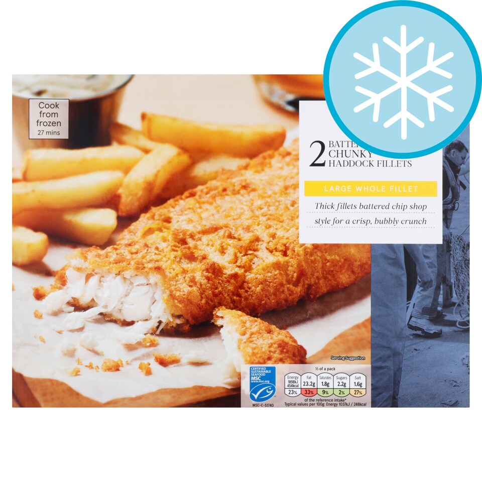 Tesco Extra Large Battered Haddock 400G - Tesco Groceries
