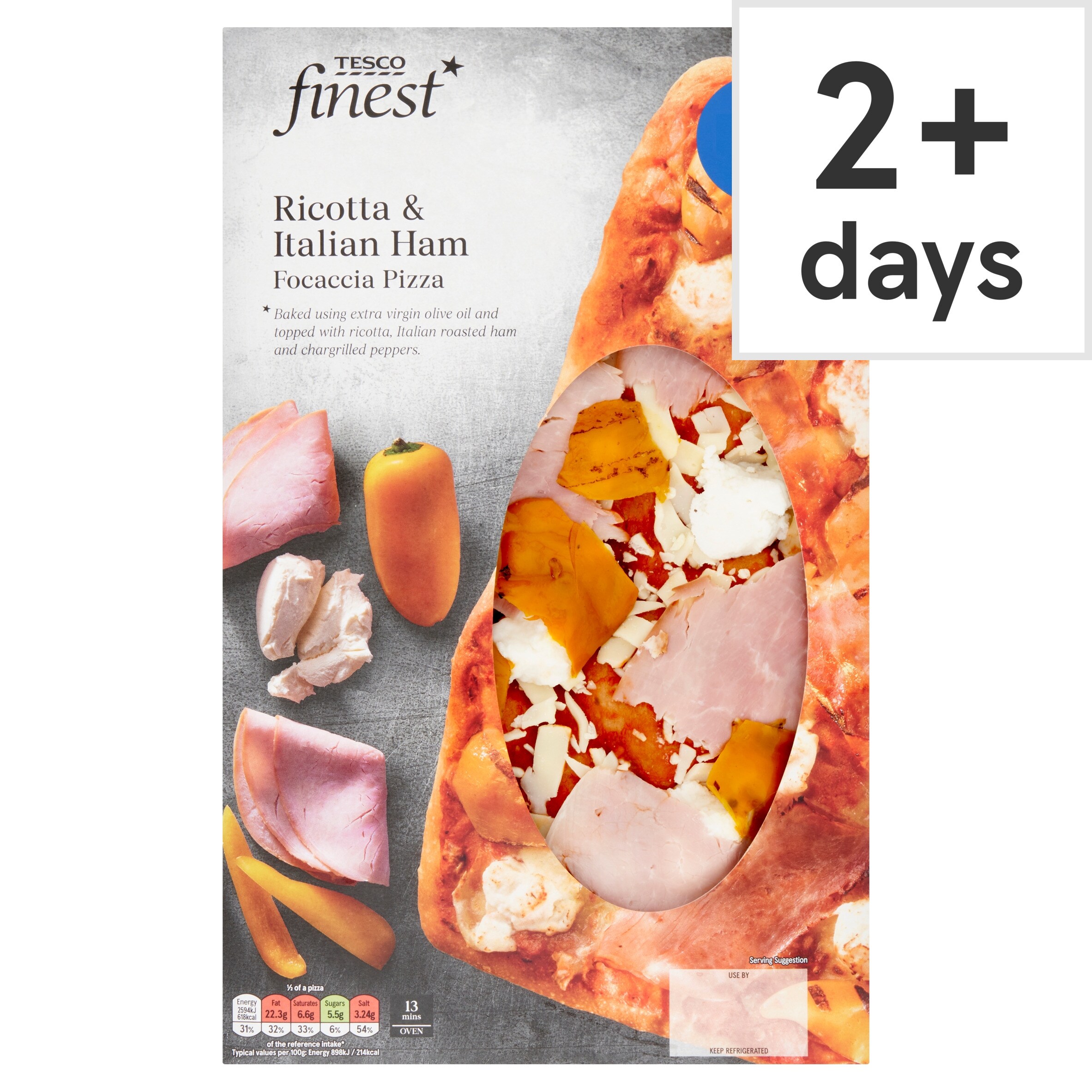 TESCO FINEST RICOTTA & ITALIAN HAM FOCACCIA 626g - Tesco Groceries