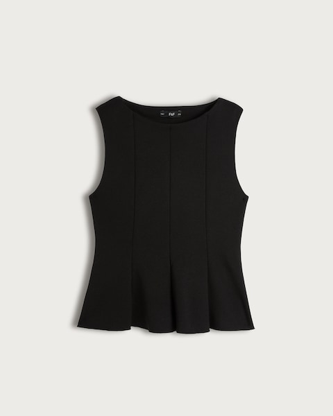 F&F Pleated Sleeveless Peplum Top in Black - Tesco Groceries