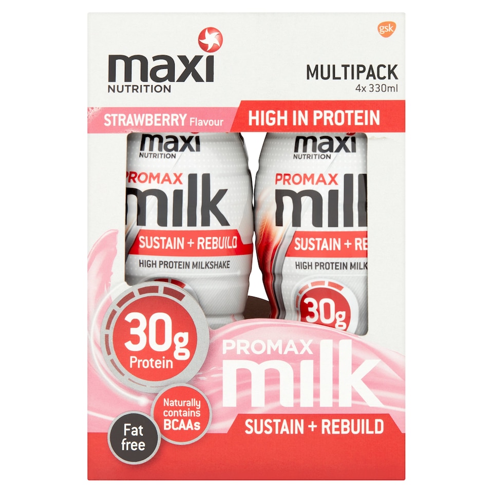 MaxiNutrition Promax High Protein Milk Multipack - Strawberry 4 x 330ml ...