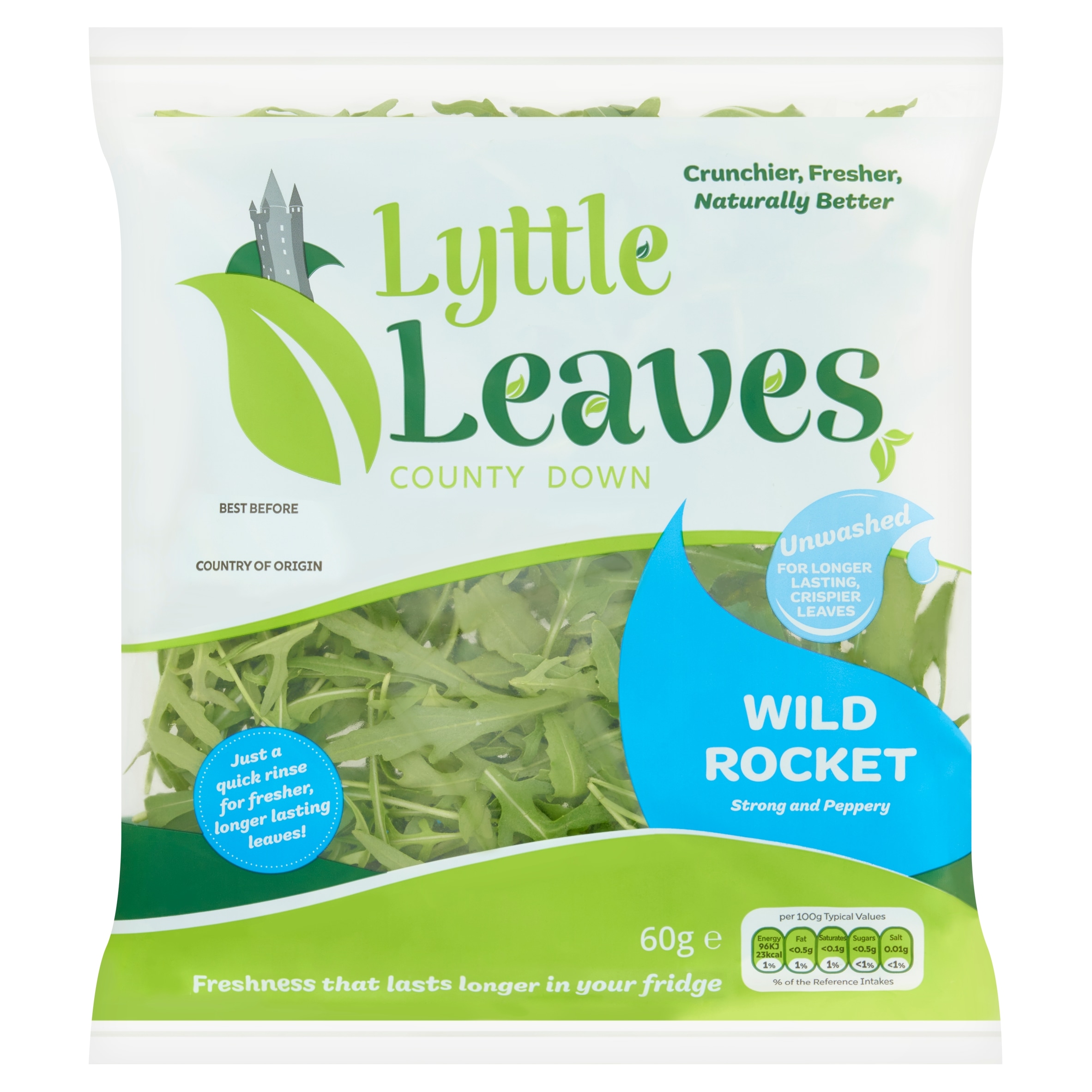 Lyttle Leaves Unwashed Baby Leaf Rocket 60g - Tesco Groceries