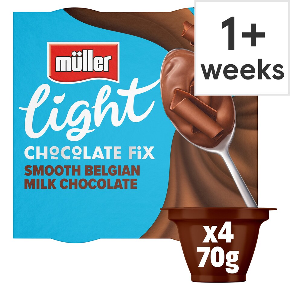 Muller Light Chocolate Fix Milk Chocolate Dessert 4X70g - Tesco Groceries