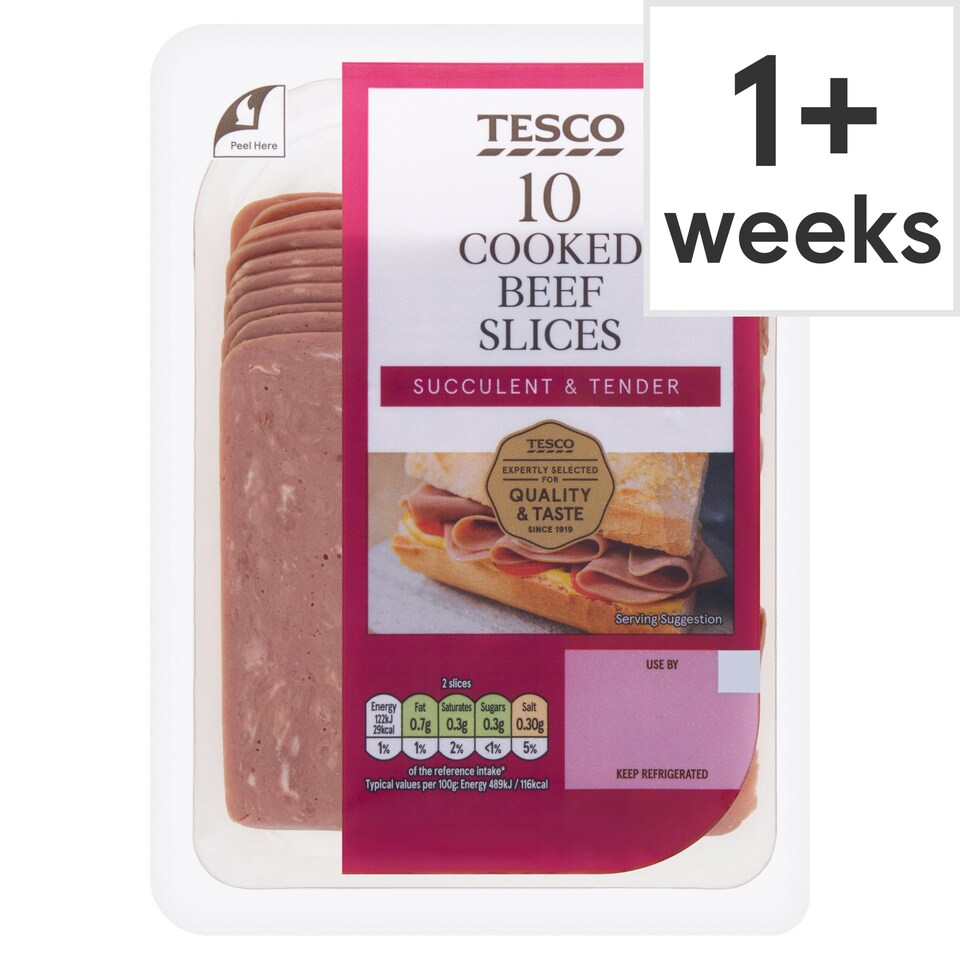 Tesco 10 Cooked Beef Slices 125g - Tesco Groceries