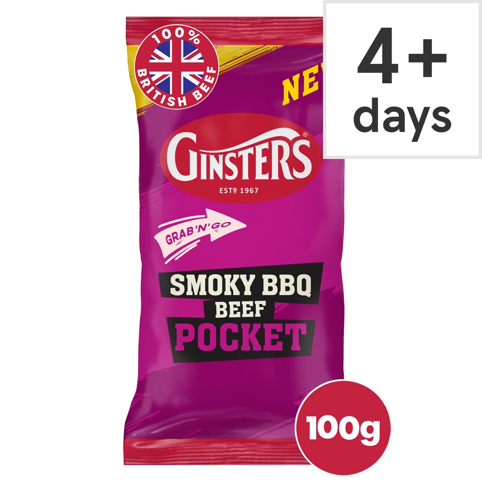 GINSTERS SMOKY BBQ BEEF POCKET 100G - Tesco Groceries