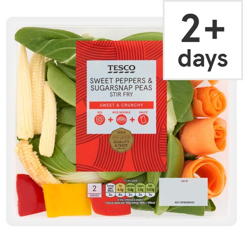 Tesco Sweet Peppers & Sugarsnap Peas Stir Fry 200g - Tesco Groceries