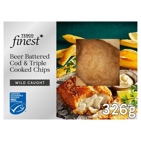 Tesco Finest Beer Battered Cod & Triple Cooked Chips 326g - Tesco Groceries