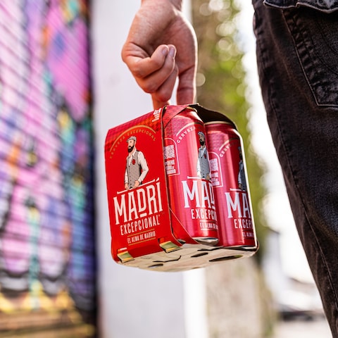 Madri Excepcional Premium Lager Beer Can 4 x 440ml - Tesco Groceries