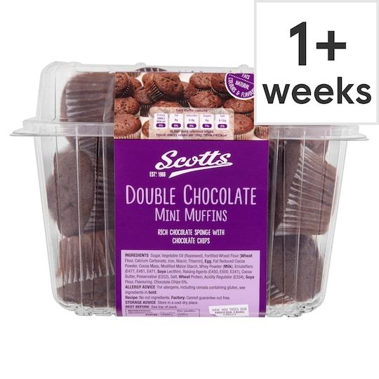 Scotts Double Chocolate Mini Muffins 375G - Tesco Groceries