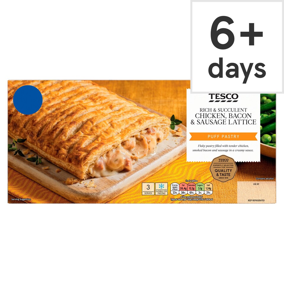 Tesco Chicken Bacon & Sausage Lattice Bar 500g - Tesco Groceries