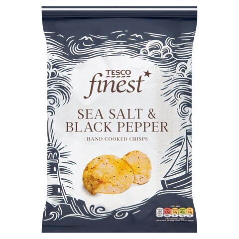 Tesco Finest Sea Salt & Black Pepper Hand Cooked Crisps 150 g - Tesco ...
