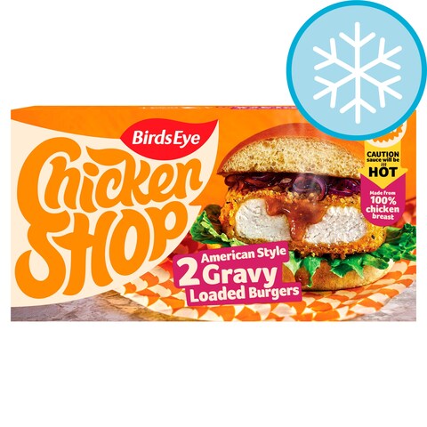 Birds Eye Chicken Shop 2 American Style Gravy Loaded Burgers 250g ...