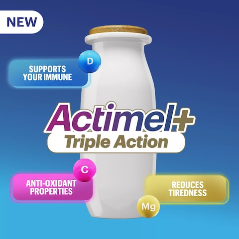 Actimel+ Triple Action 100% Vitamin D Blueberry & Blackberry Yoghurt ...