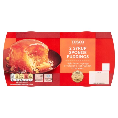 Tesco 2 Syrup Sponge Puddings 210g - Tesco Groceries