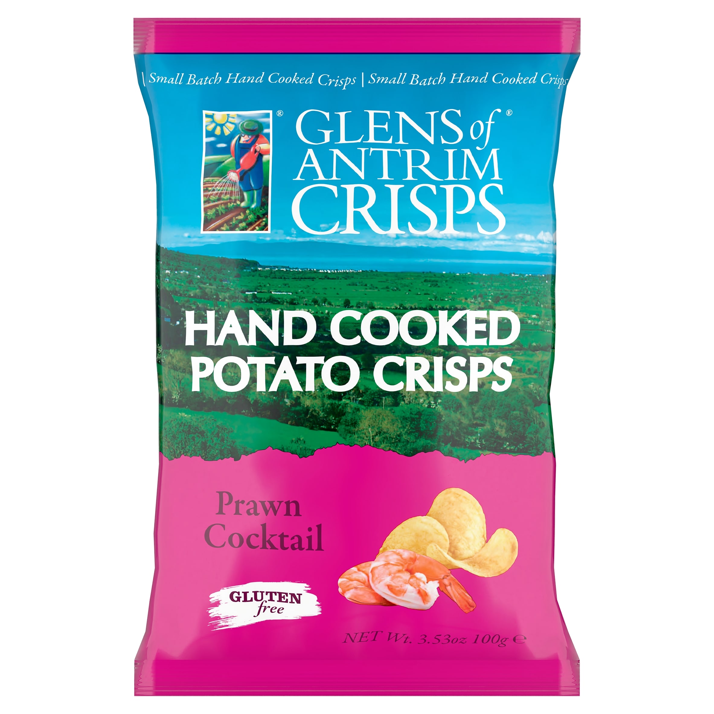 Glens of Antrim Hand Cooked Potato Crisps Prawn Cocktail 100g - Tesco ...