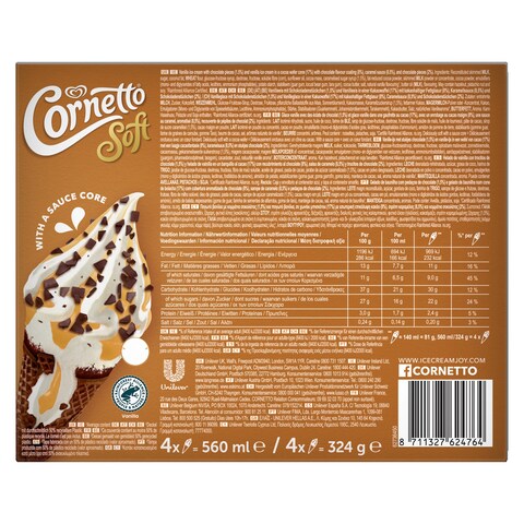 Cornetto Soft Caramel Stracciatella Ice Cream Cones 4x140ml - Tesco ...