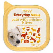 Tesco Every Day Value Dog Pate With Chicken And Liver 300G - Tesco ...