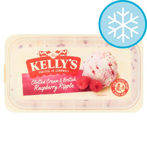 Kelly's Clotted Cream & Raspberry Ripple Ice Cream 950Ml - Tesco Groceries