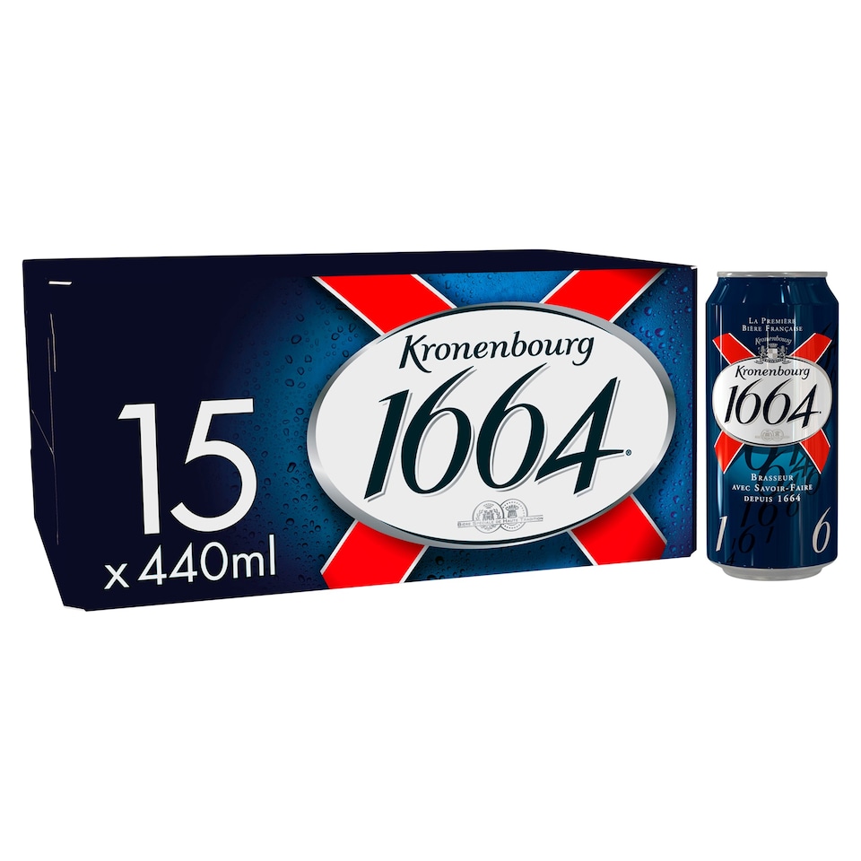 Kronenbourg 1664 Lager Beer Can 15x440ml - Tesco Groceries
