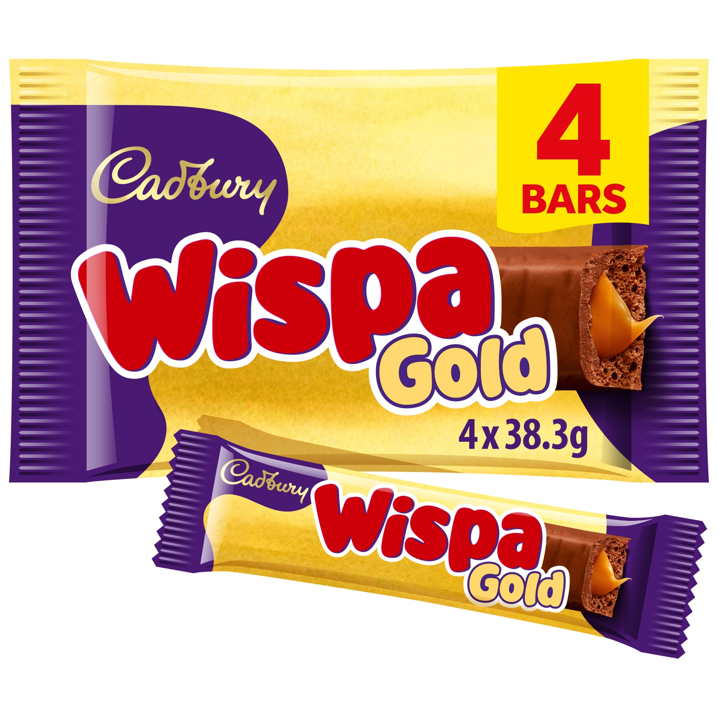 Cadbury Wispa Gold Chocolate Bar 4 Pack Multipack 153.2g - Tesco Groceries