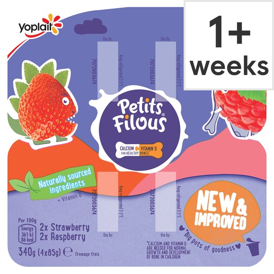 Petits Filous Strawberry &R/Berry Fromage Frais 4X85g - Tesco Groceries