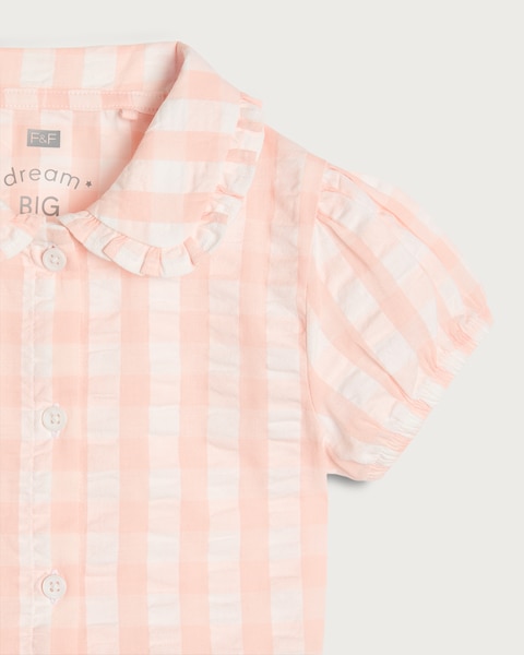 F&F Girls Gingham Peter Pan Pyjama Set in Multi - Tesco Groceries