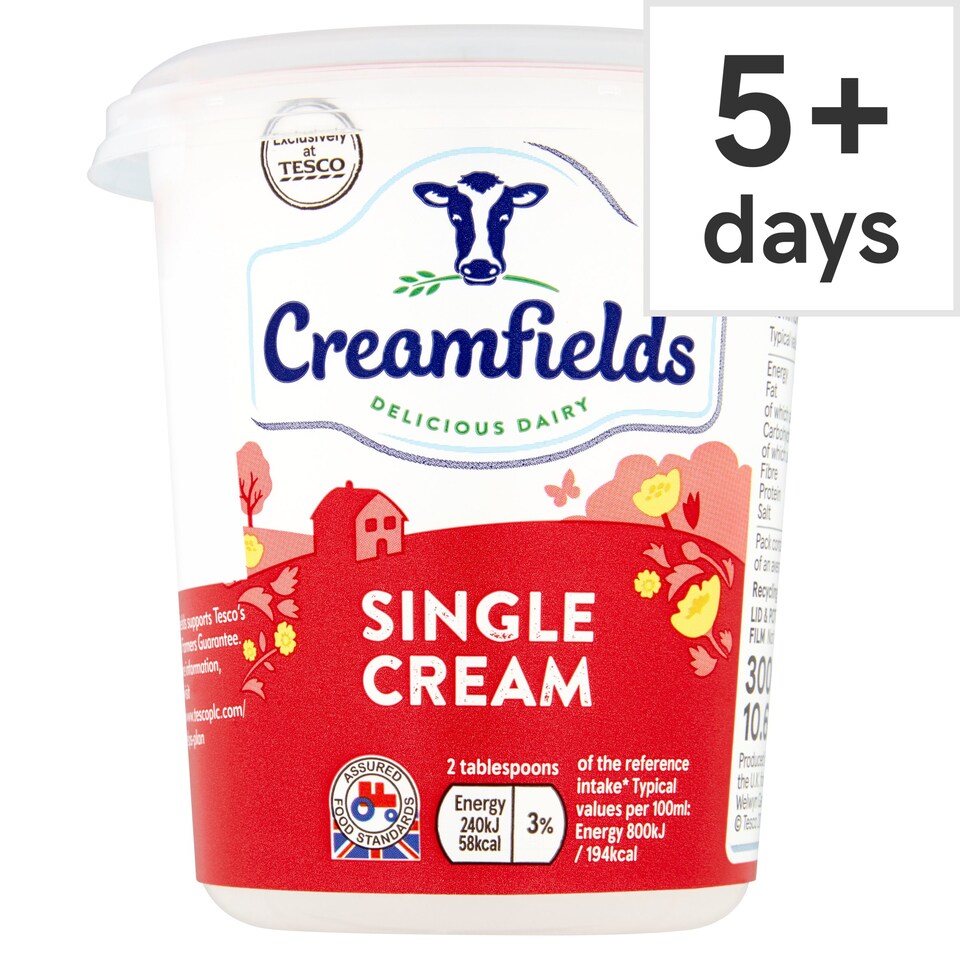 Creamfields Single Cream 300Ml - Tesco Groceries