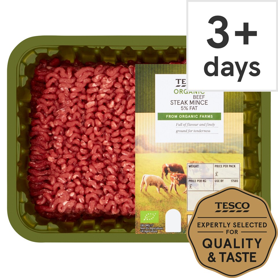 Tesco Organic British Beef Steak Mince 5% Fat 500G - Tesco Groceries