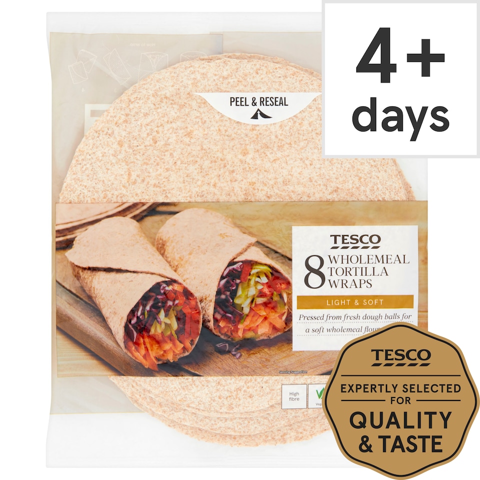 Tesco 8 Wholemeal Tortilla Wraps - Tesco Groceries