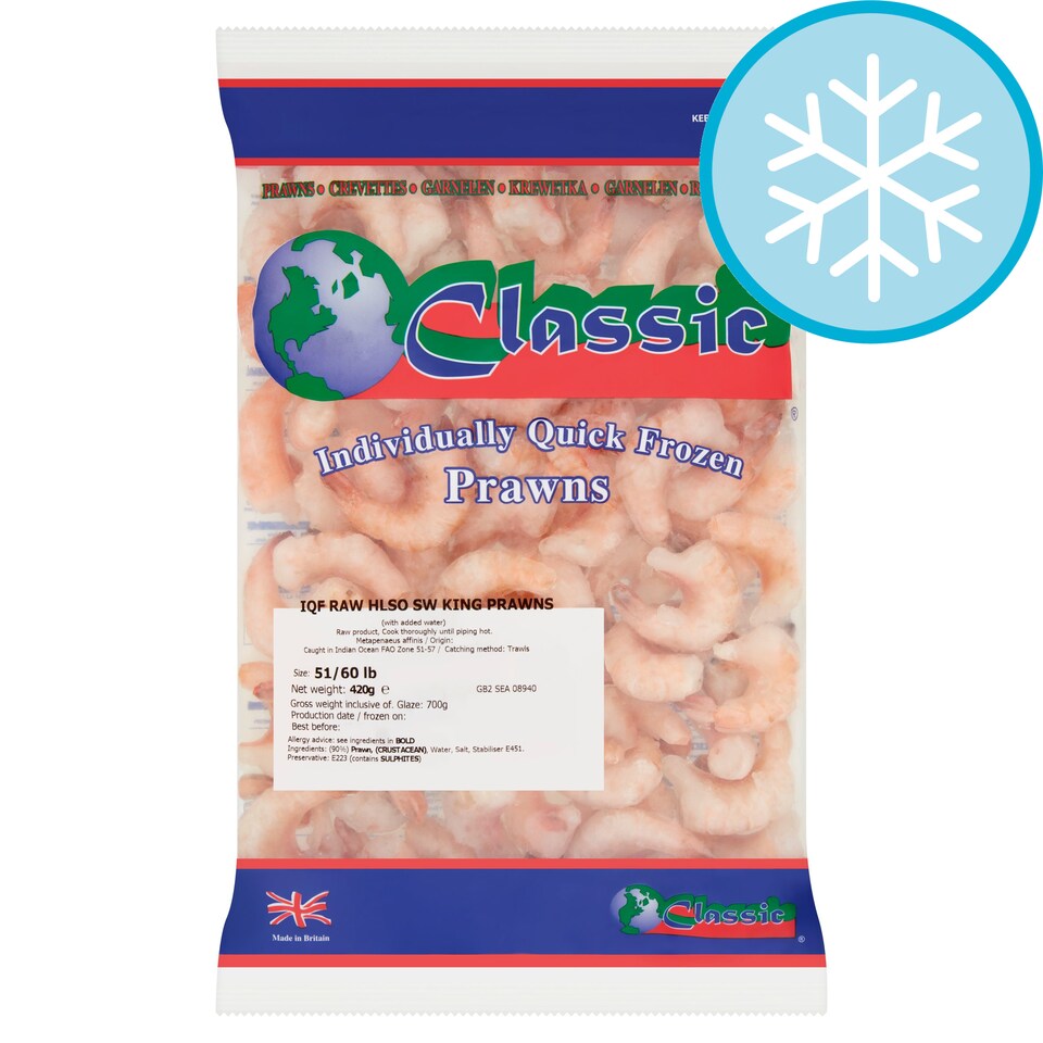 Classic Iqf Raw Hlso Sw King Prawn 51/60 420G - Tesco Groceries