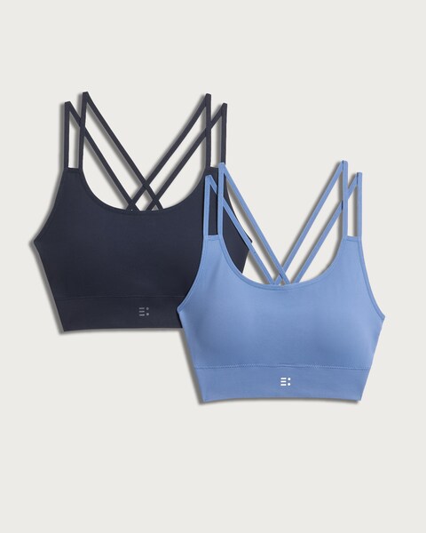 F&F Active 2-Pack Strappy Sports Bras in Blue - Tesco Groceries