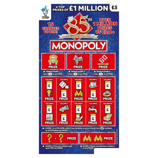 Monopoly 85Th Scratchcard - Tesco Groceries