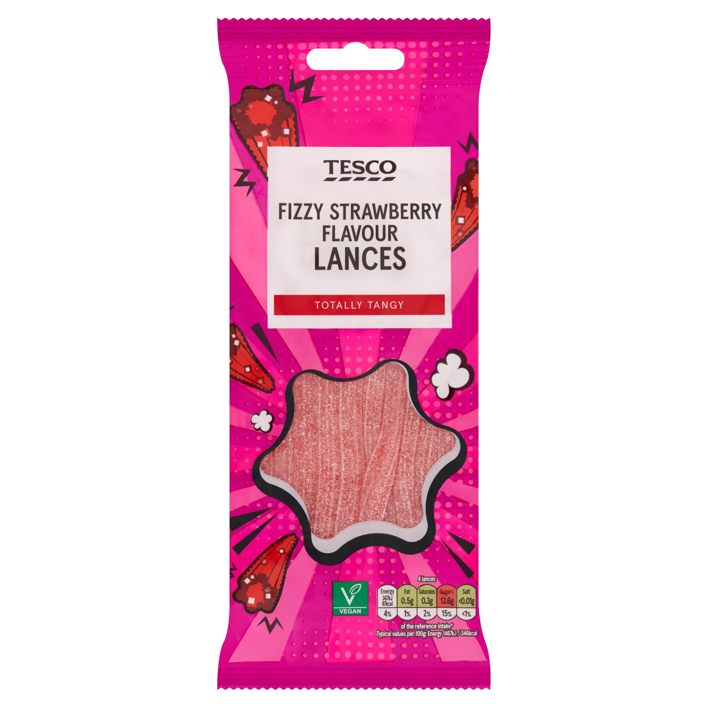 Tesco Fizzy Strawberry Flavour Lances 75G - Tesco Groceries