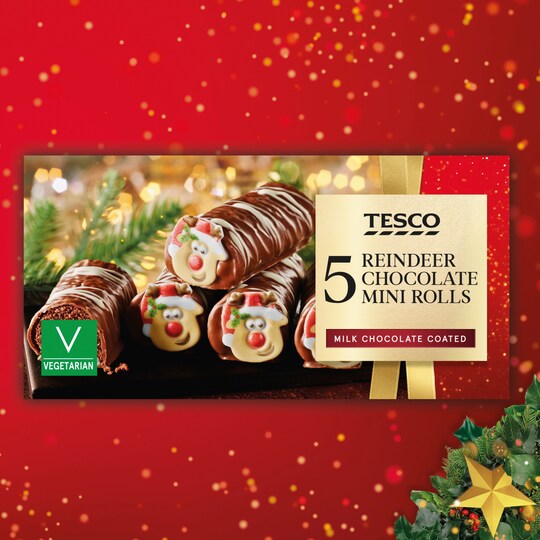 Tesco 5 Reindeer Chocolate Mini Rolls - Tesco Groceries
