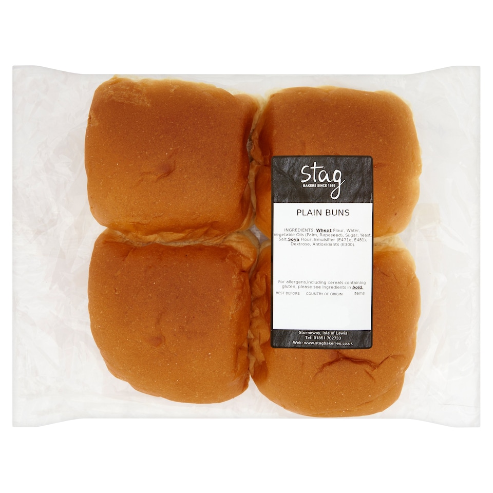 Stag Plain Buns 4 Pack - Tesco Groceries