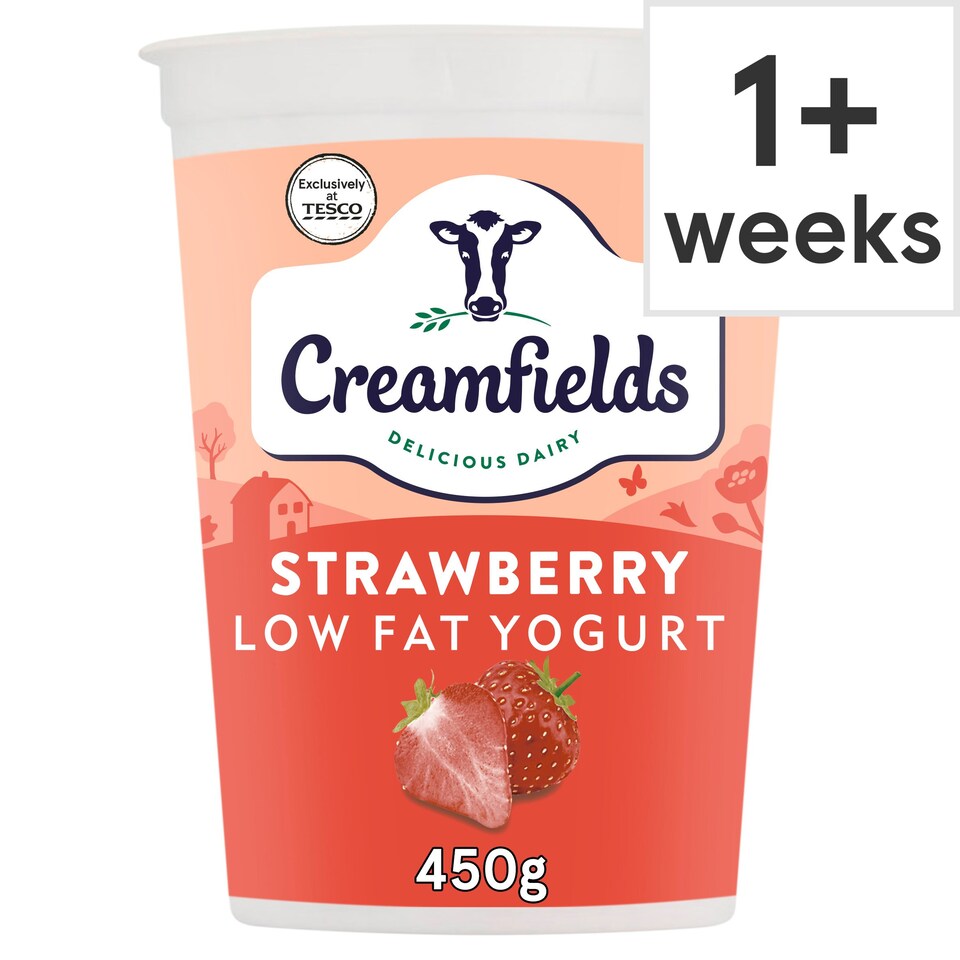 Creamfields Strawberry Low Fat Yogurt 450G - Tesco Groceries