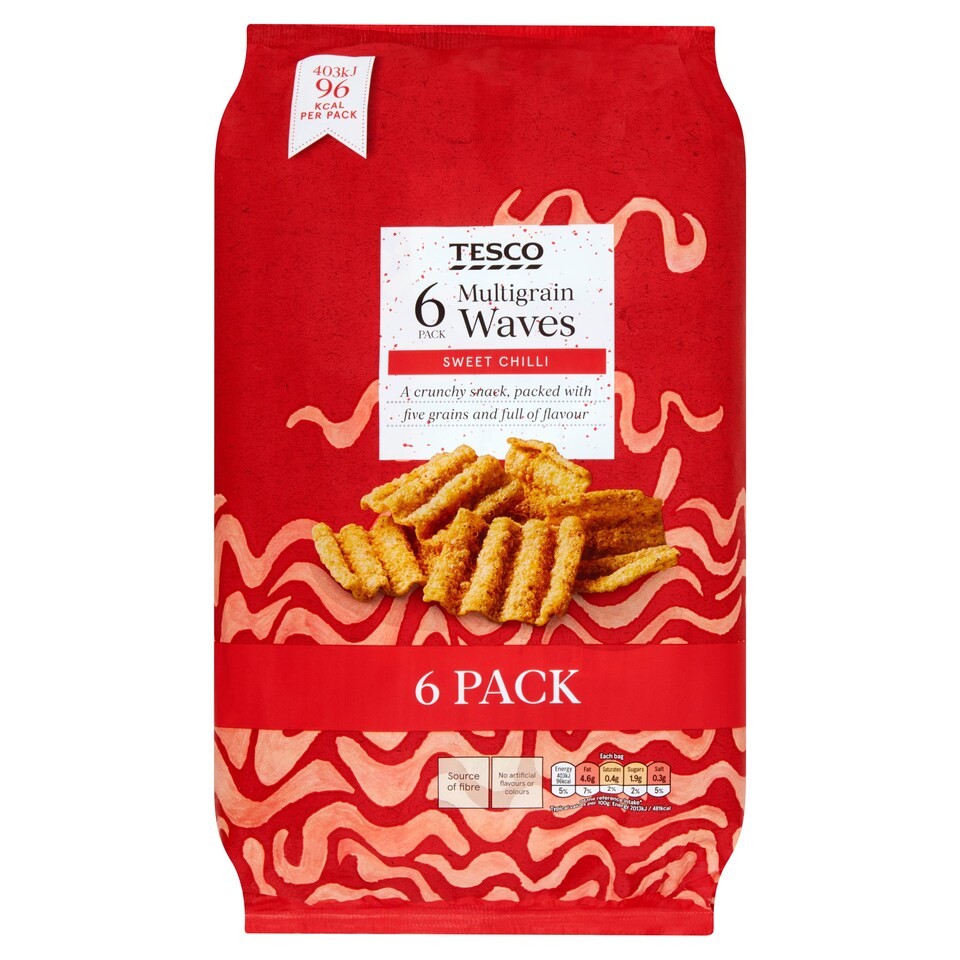Tesco Multigrain Waves Sweet Chilli 6X20g - Tesco Groceries