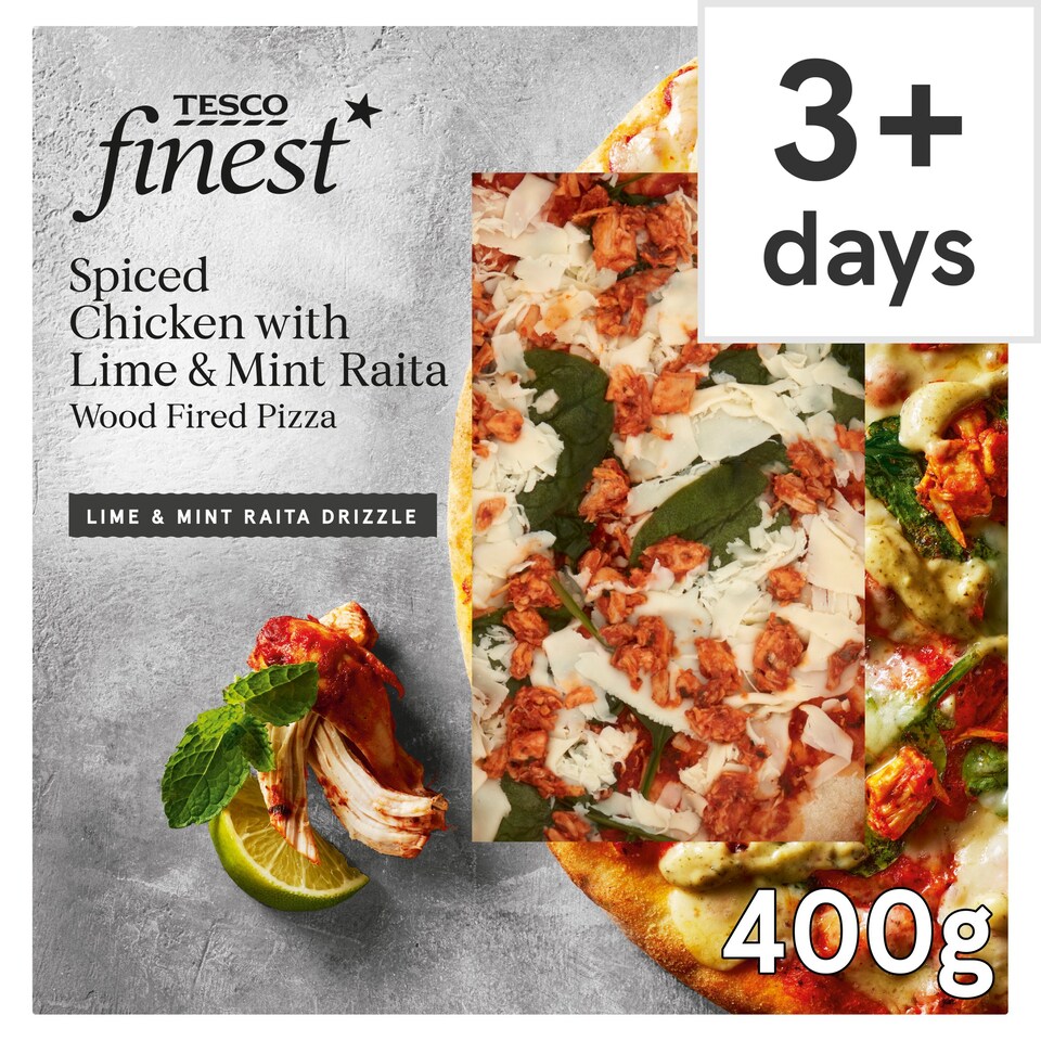 Tesco Finest Spiced Chicken With Lime & Mint Raita Pizza 400G - Tesco ...