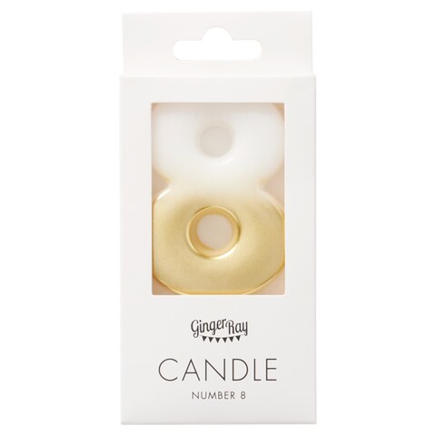 Ginger Ray Shimmer Gold Number 8 Candle - Tesco Groceries