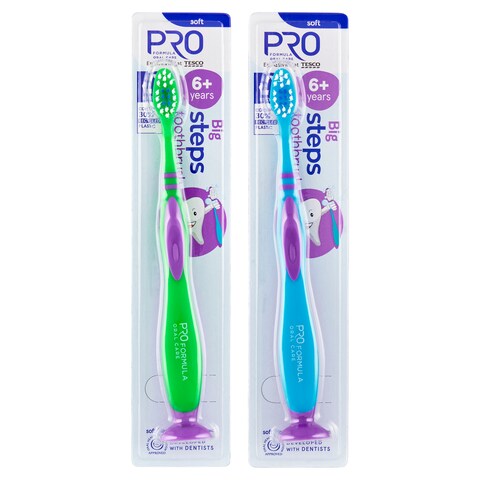 Tesco Pro Formula Oral Care Big Steps Toothbrush for Children Over 6 ...