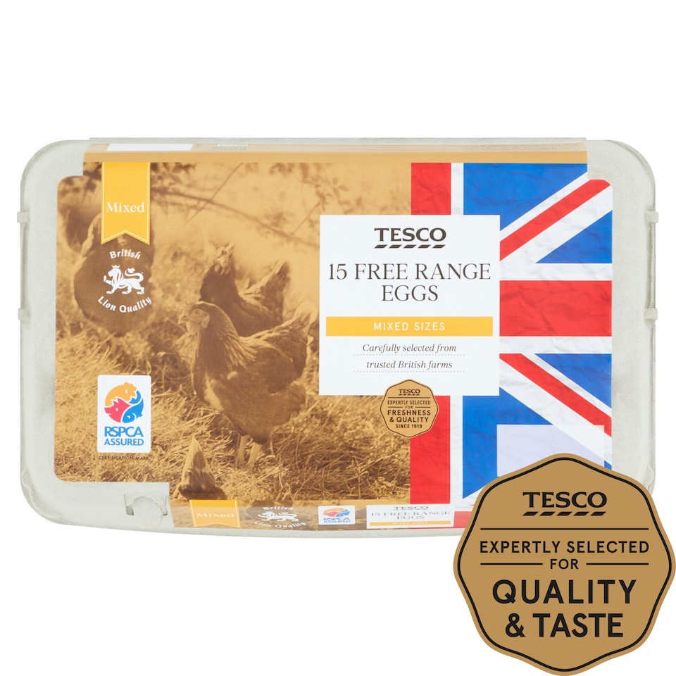 Tesco Mixed Sized Free Range Eggs 15 Pack - Tesco Groceries