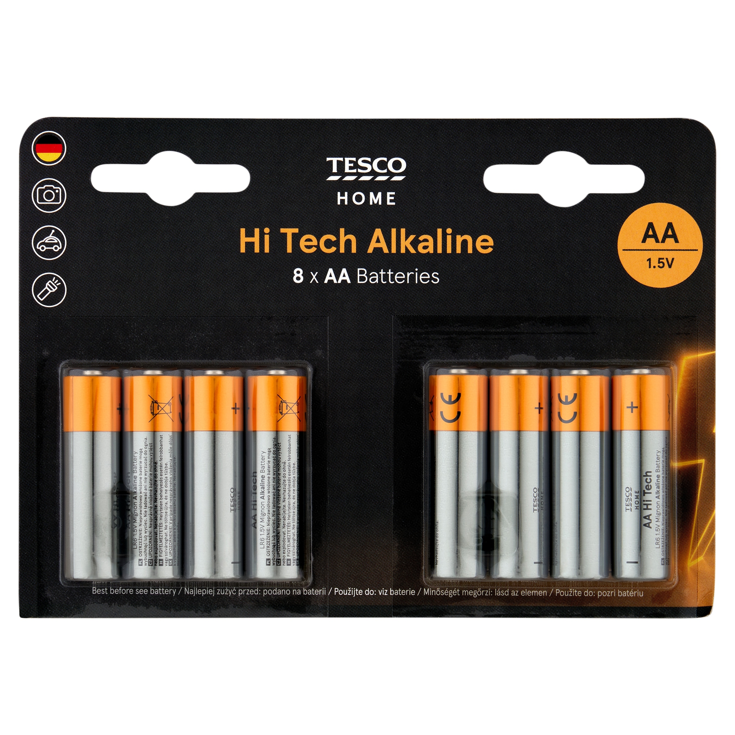 Tesco Home Hi Tech AA LR6 1,5 V nagy teljesítmény& alkáli elem 8 db ...