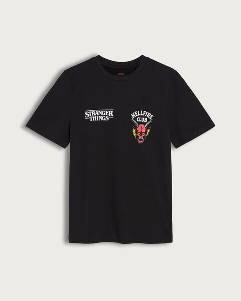 Stranger Things Pure Cotton Hellfire Club Print T-Shirt in Black ...