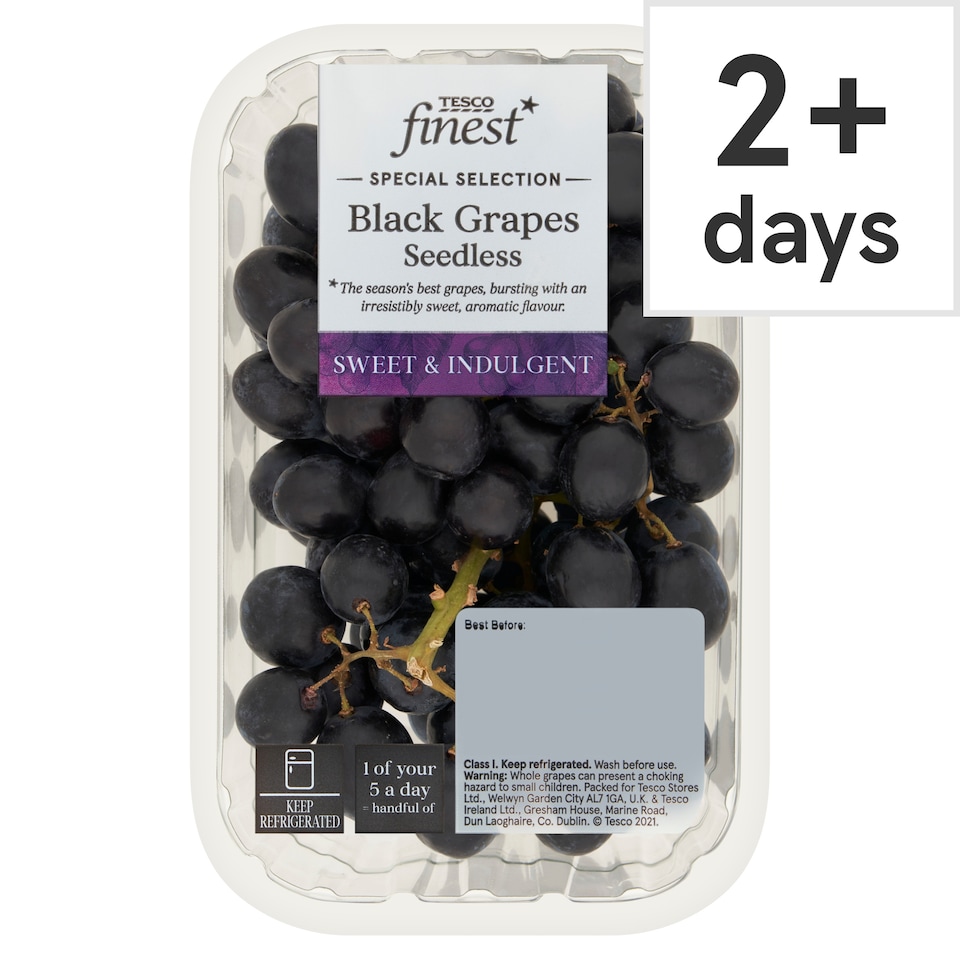Tesco Finest Black Grapes Seedless 500G - Tesco Groceries