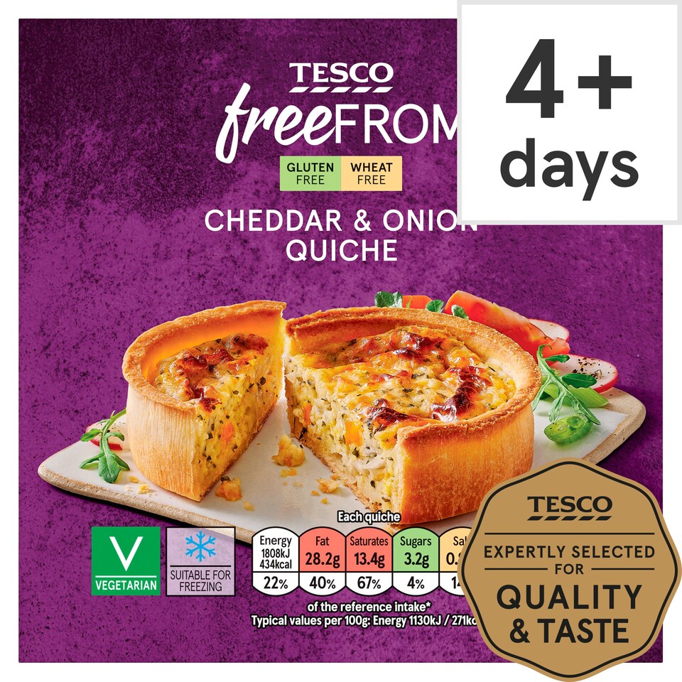 Tesco Free From Cheese & Onion Quiche 160G - Tesco Groceries