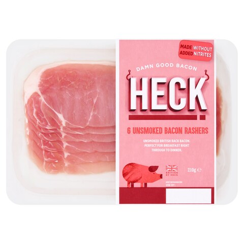 Heck 6 Unsmoked Bacon Rashers 210G - Tesco Groceries