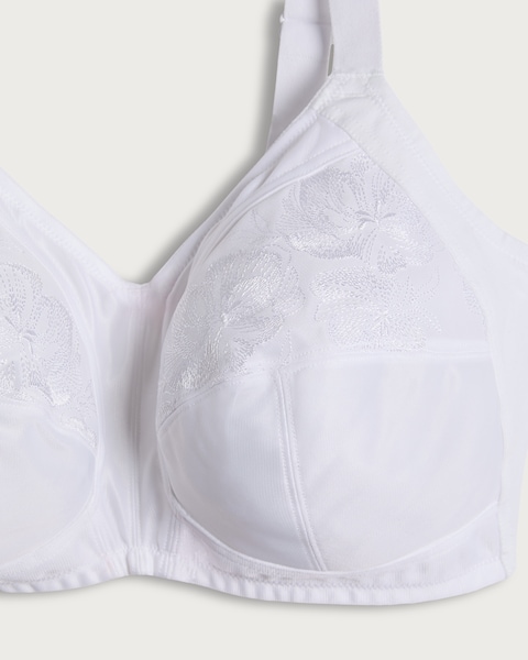 F&F Floral Embroidered Full Cup Bra in White - Tesco Groceries
