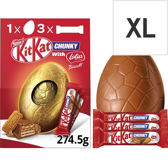 Offer Tesco Kit Kat Chunky Biscoff Milk Chocolate Egg 274