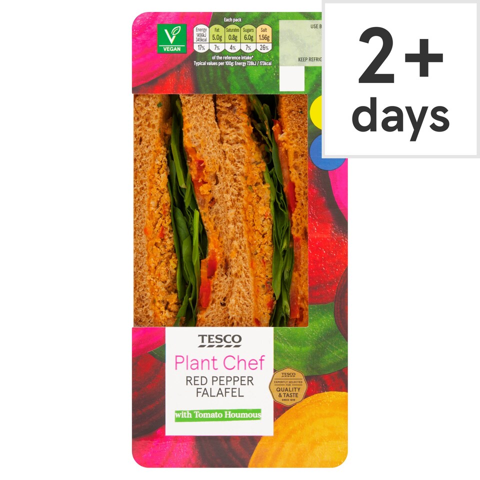 Tesco Plant Chef Red Pepper Falafel Sandwich - Tesco Groceries